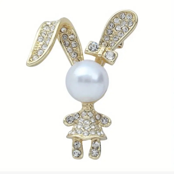 Jewelry | New Rhinestone Bunny Brooch Pin | Poshmark